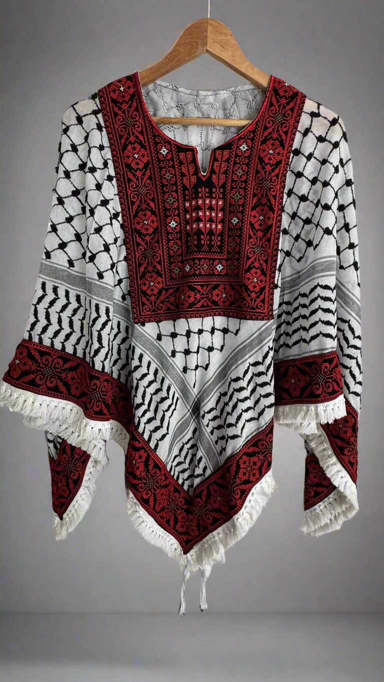 Poncho of Palestine | Classic Kufiya (Keffiyeh)- Tatreez – Made in Jor ...